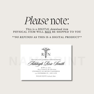 Graduation Insert Card, BSN RN Nurse Grad Party Invitation, Editable ...