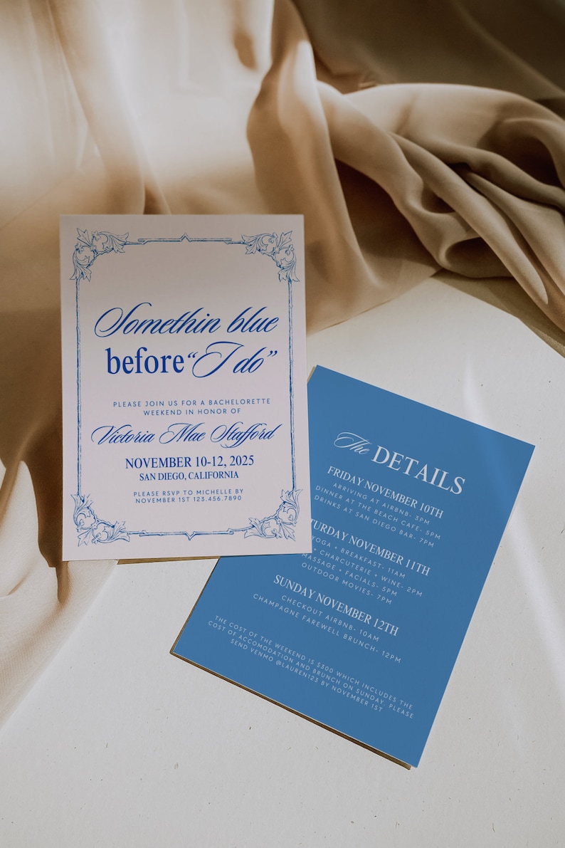 Something Blue Bachelorette Party Invitation Template, Blue Before I Do ...
