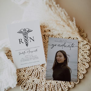Nurse Graduation Digital Invitation Template, Minimalist RN Graduation ...