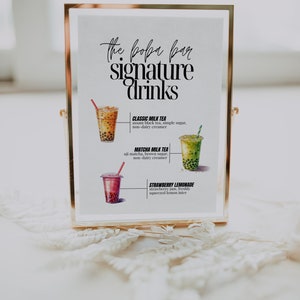 Boba Bar Menu Wedding Sign, Signature Drink Sign, Milk Tea Bar Menu ...
