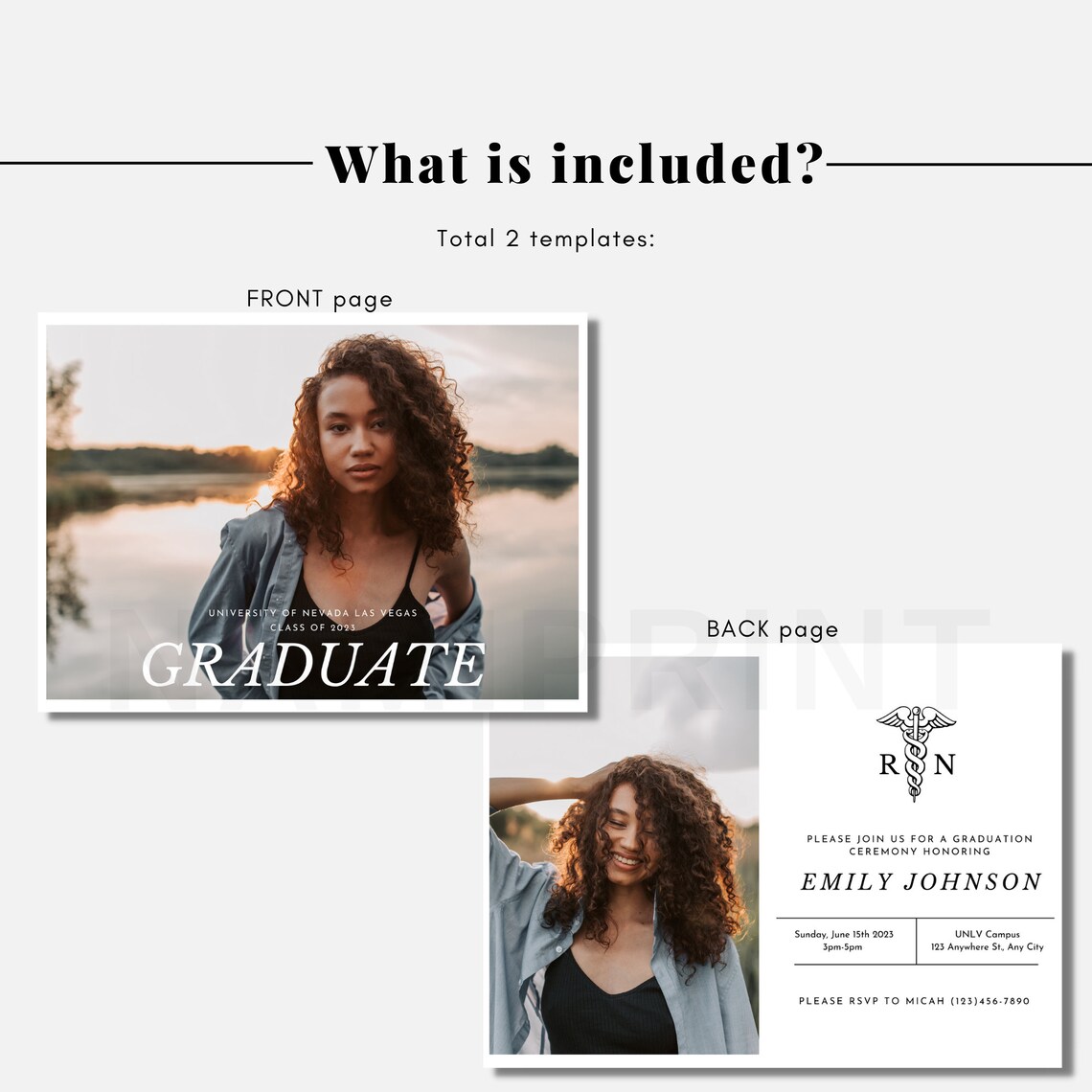 Nurse Graduation Invitation Card Template, RN Grad Class of 2024 Photo ...