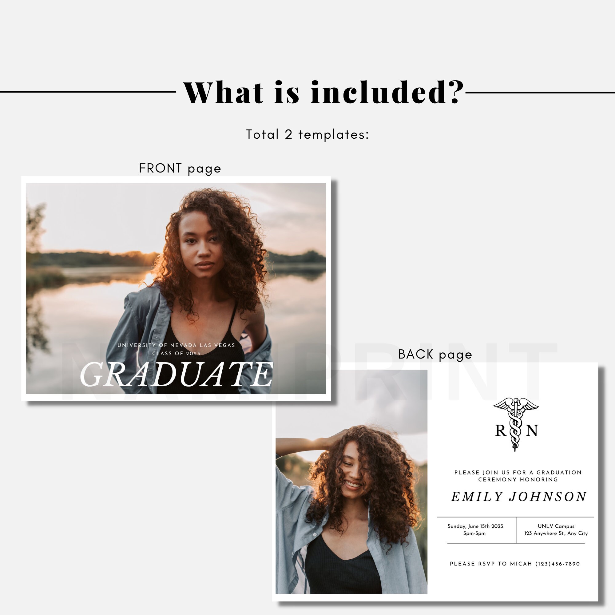 Nurse Graduation Invitation Card Template, RN Grad Class of 2024 Photo ...