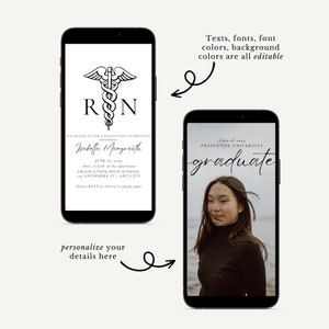 Nurse Graduation Digital Invitation Template, Minimalist RN Graduation ...