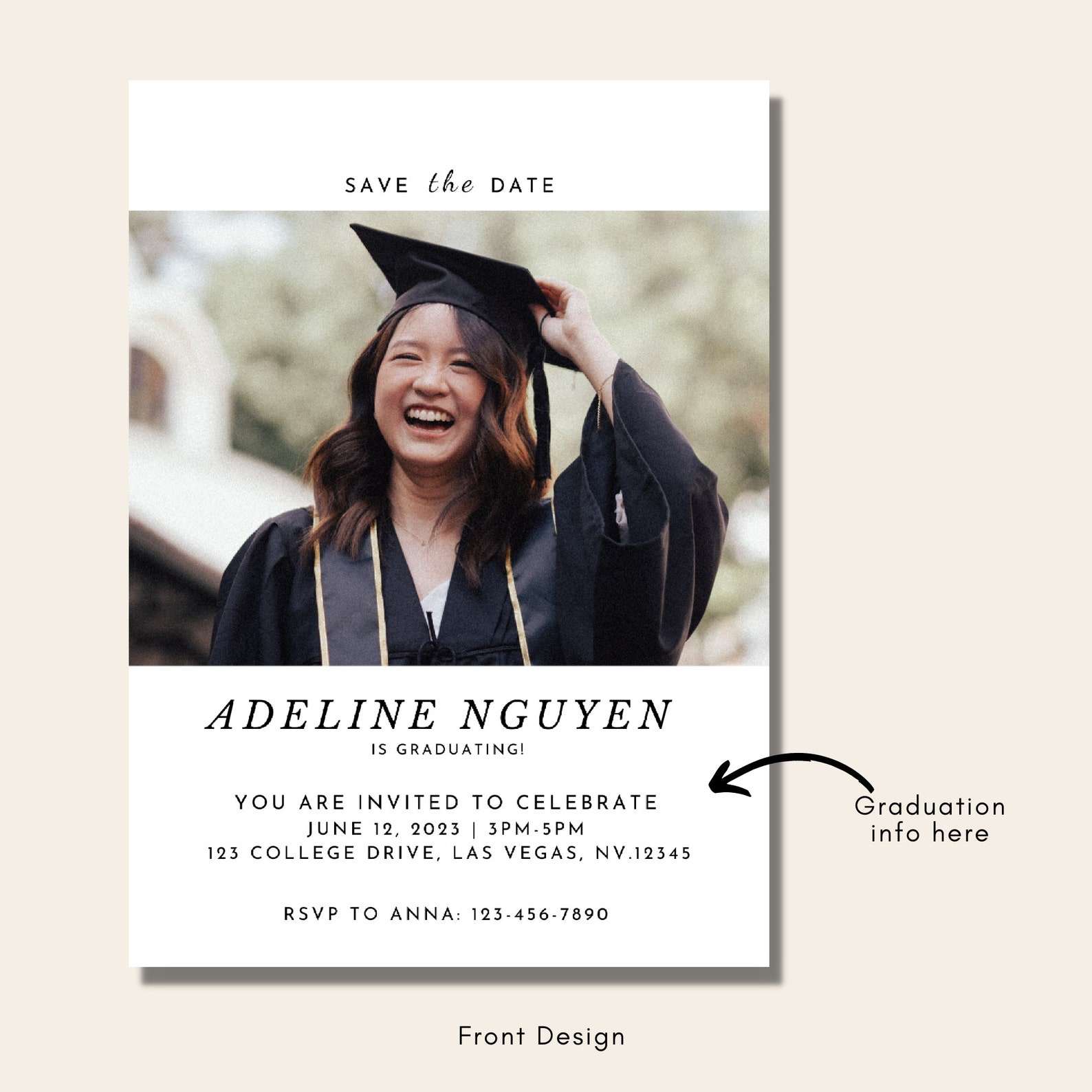 Save the Date Graduation Party Invitation Template Class of - Etsy