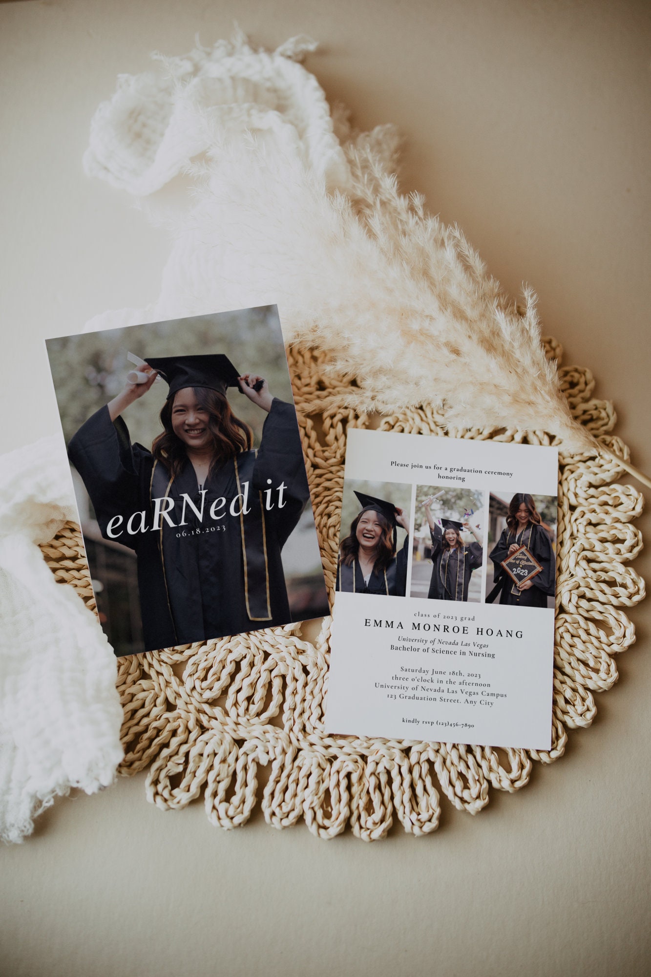 Modern Minimalist Nursing Graduation Announcement Card, BSN RN Nurse ...