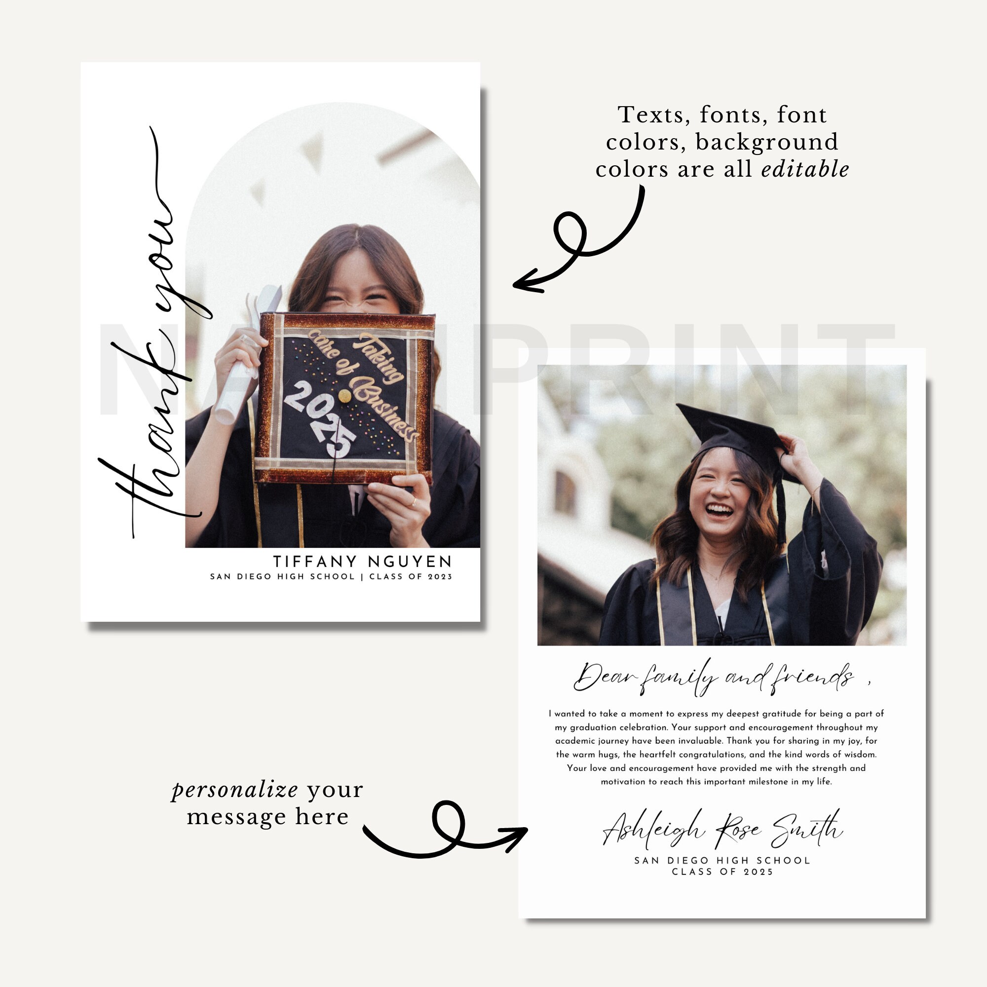 Minimalist Graduation Thank You Card Editable Graduation - Etsy