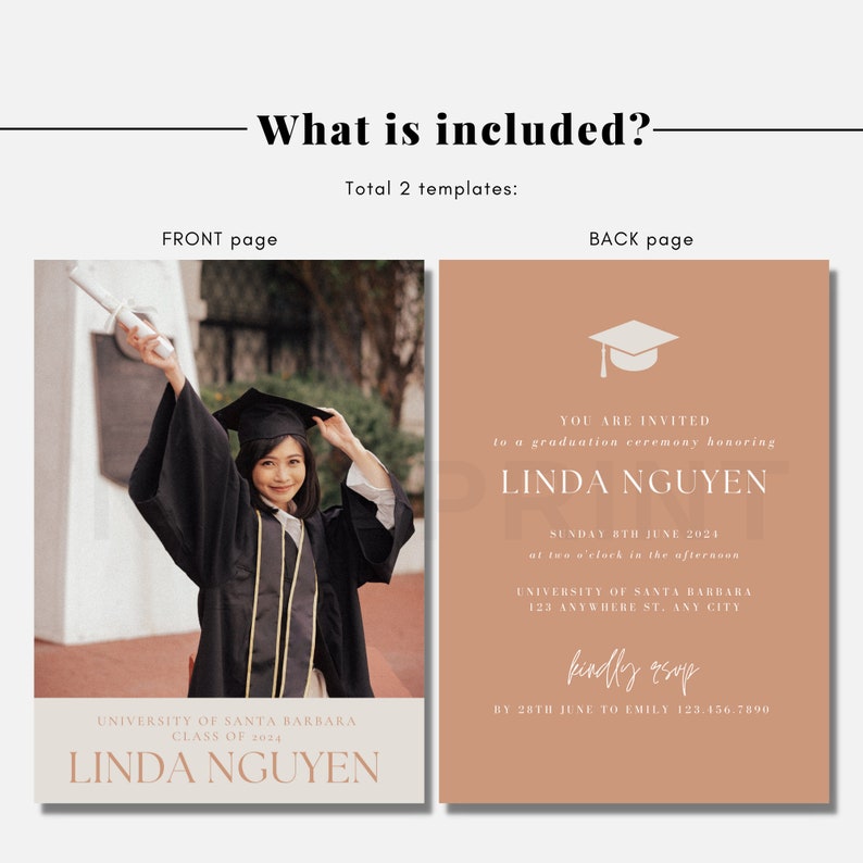 Modern Neutral Graduation Announcement Card, 2024 Graduation Invitation ...