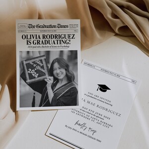 Newspaper Graduation Party Invitation Template, Editable Graduate Photo ...