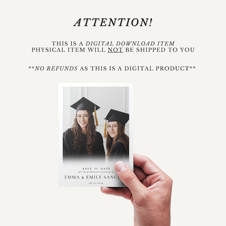 Graduation Announcement Card for Twins, Modern Twins Graduation Party ...