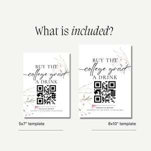 Wildflower Buy the Grad a Drink Sign, Venmo Paypal Cash App QR Code ...