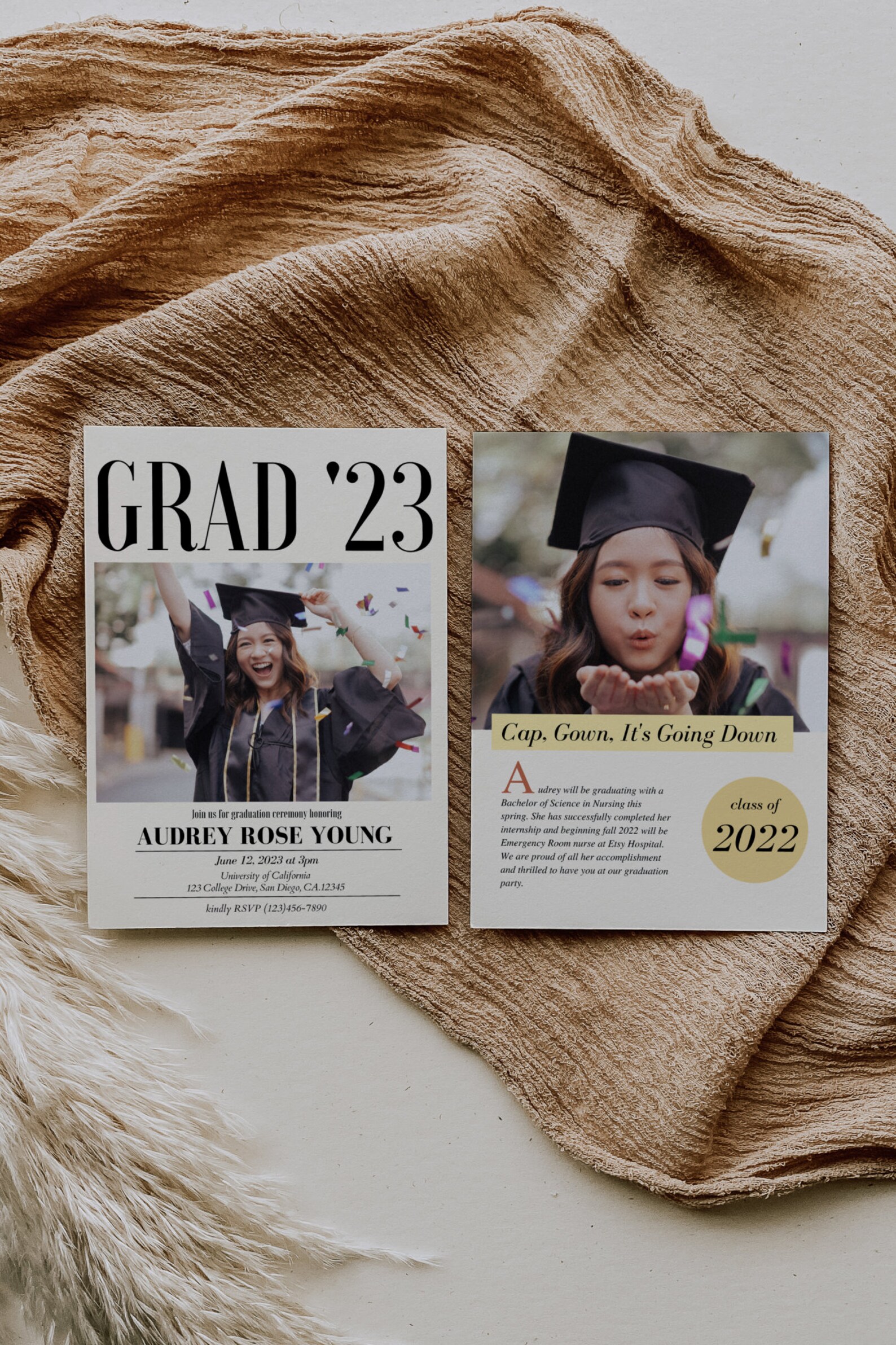 Magazine Cover Graduation Ceremony Invitation Card Template - Etsy