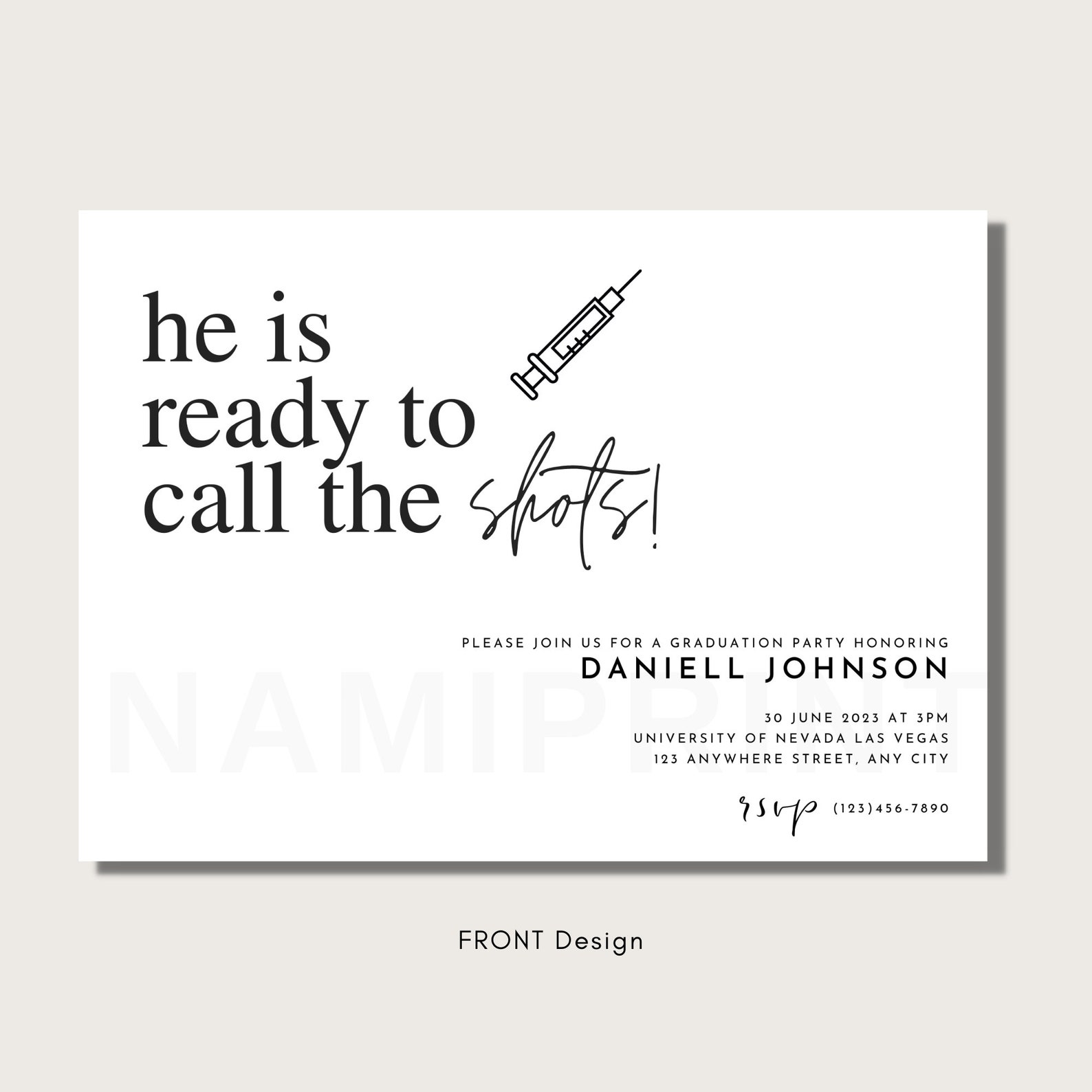 Modern Nursing Graduation Announcement Card, Minimalist BSN RN Nurse ...