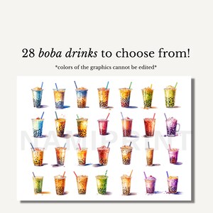 Boba Bar Wedding Sign, Signature Drink Sign, Milk Tea Bar Menu Template ...