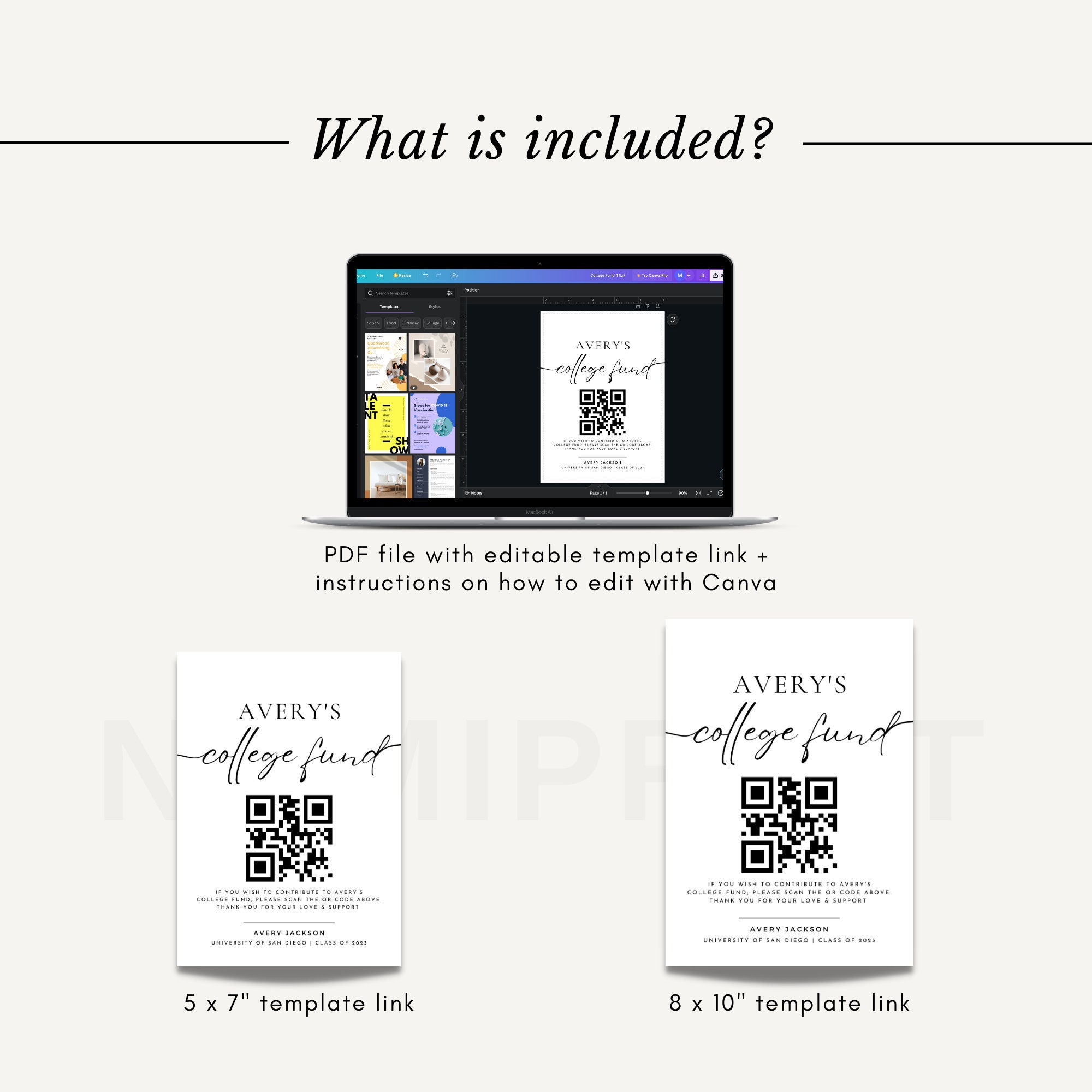 College Fund QR Code Sign, Graduation Party Sign, Modern Minimalist ...