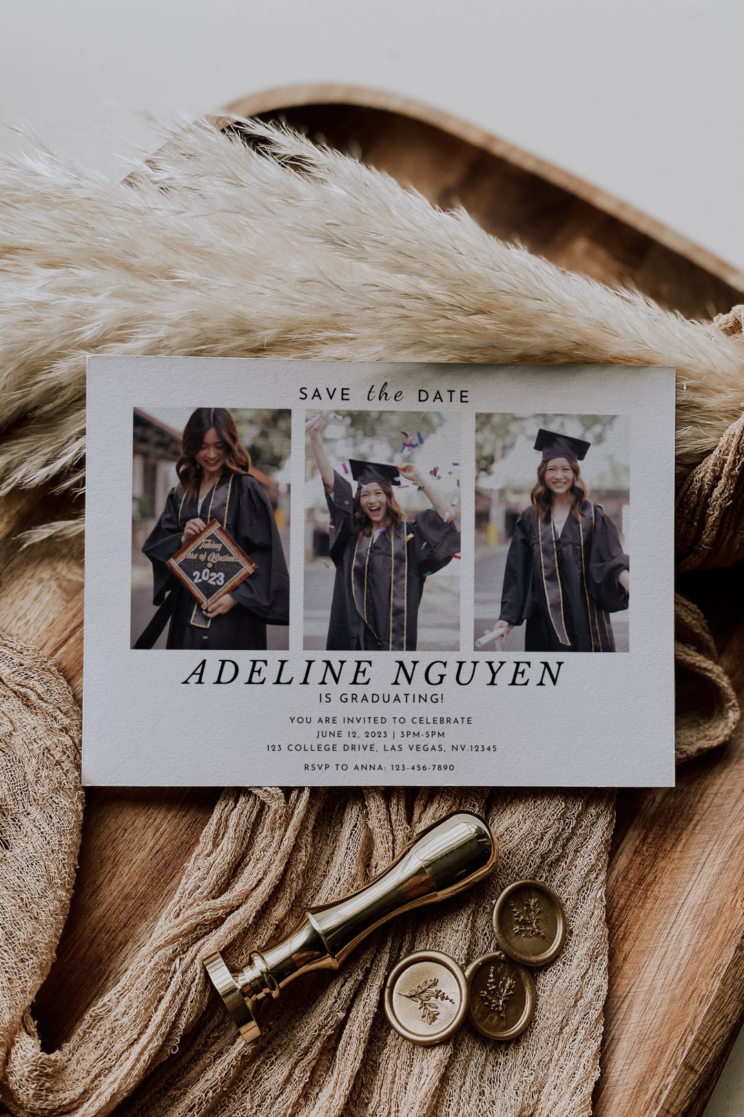 Save the Date Graduation Ceremony Invitation Card Template, Graduation ...