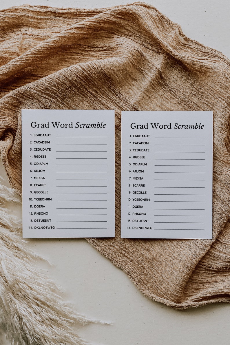Modern Minimalist Graduation Word Scramble Game, High School College ...