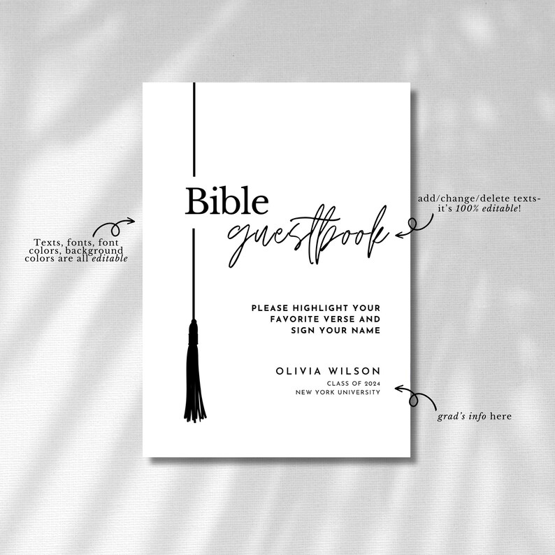 Minimalist Bible Verse Graduation Sign, Highlight Your Favorite Bible ...