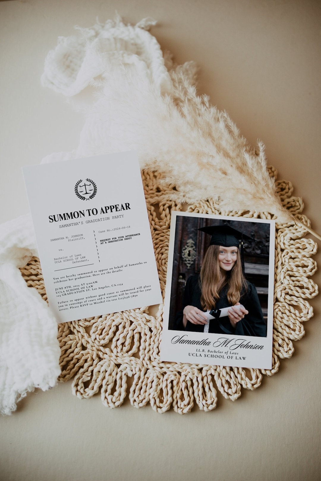 Summon to Appear Invite, Law School Graduation Party Photo Card, You ...