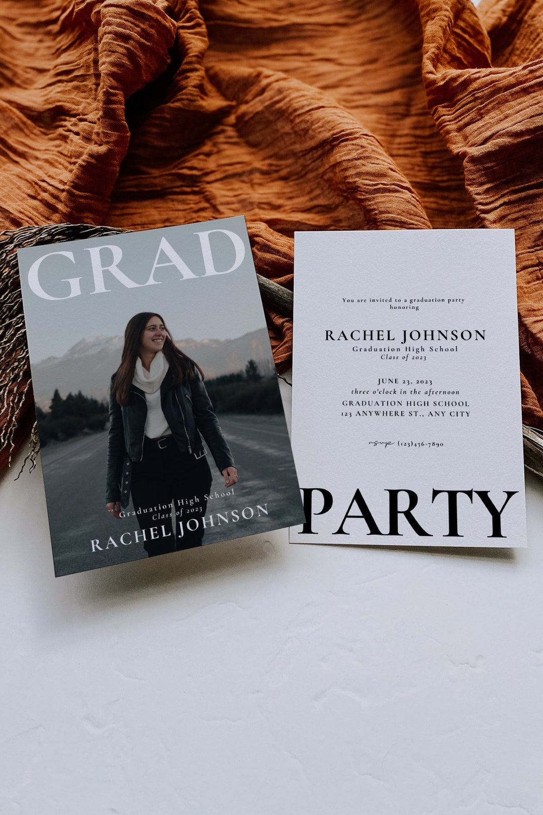 Modern Graduation Announcement Editable Graduation Party - Etsy