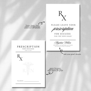 RX Prescription for Success Sign Template, Advice and Wishes Game ...