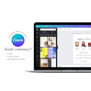 Signature Cocktails Sign Template, Modern Graduation Party Bar Menu ...