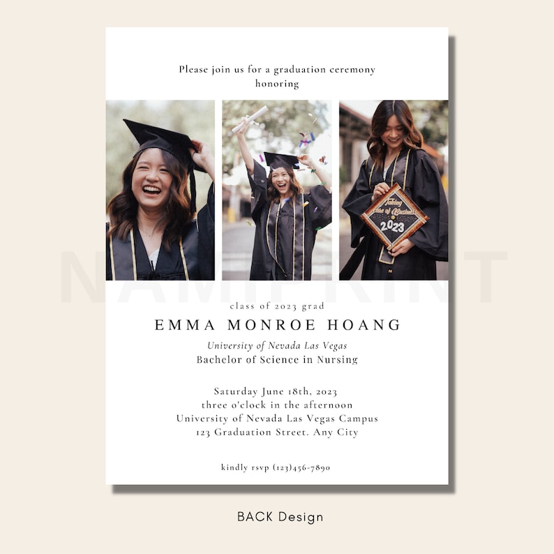 Modern Minimalist Nursing Graduation Announcement Card BSN RN - Etsy