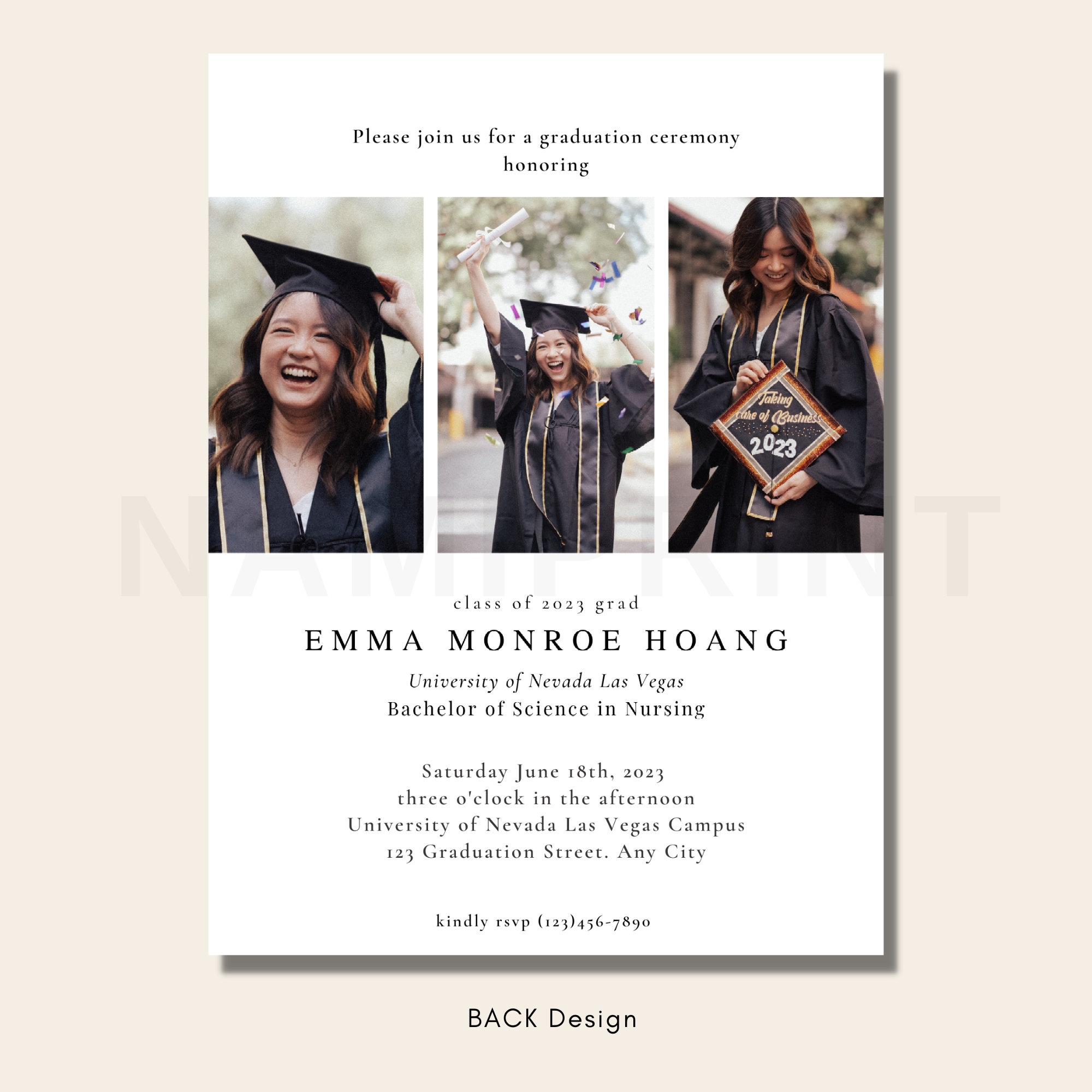 Modern Minimalist Nursing Graduation Announcement Card BSN RN - Etsy
