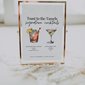 Signature Cocktails Sign Template Modern Graduation Party Bar - Etsy