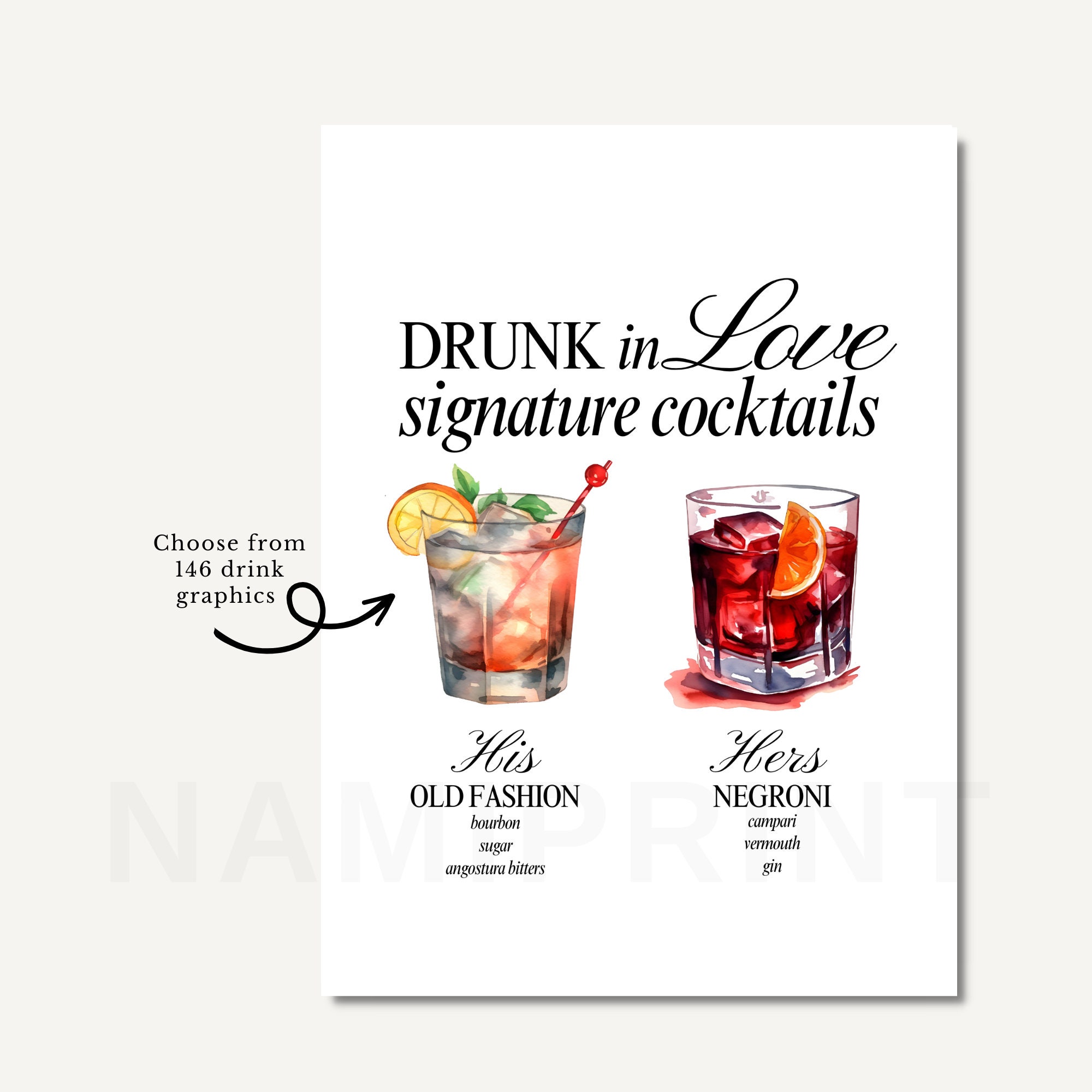 Signature Cocktails Sign Template Editable Wedding Bar Menu - Etsy