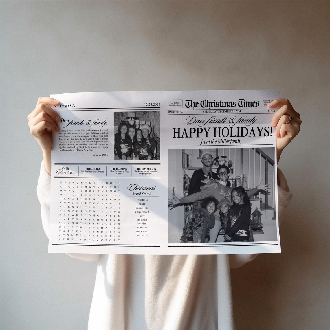 Christmas Newspaper Template, Editable Christmas Newsletter, the ...