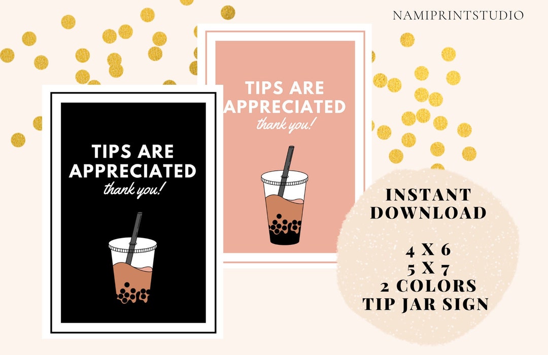 Boba Tip Jar Sign, Boba Sign, Tip Jar Sign, Boba Shop, Tips Are ...