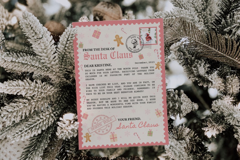 Official Letter From Santa, Pink Winter Wonderland, Printable North ...
