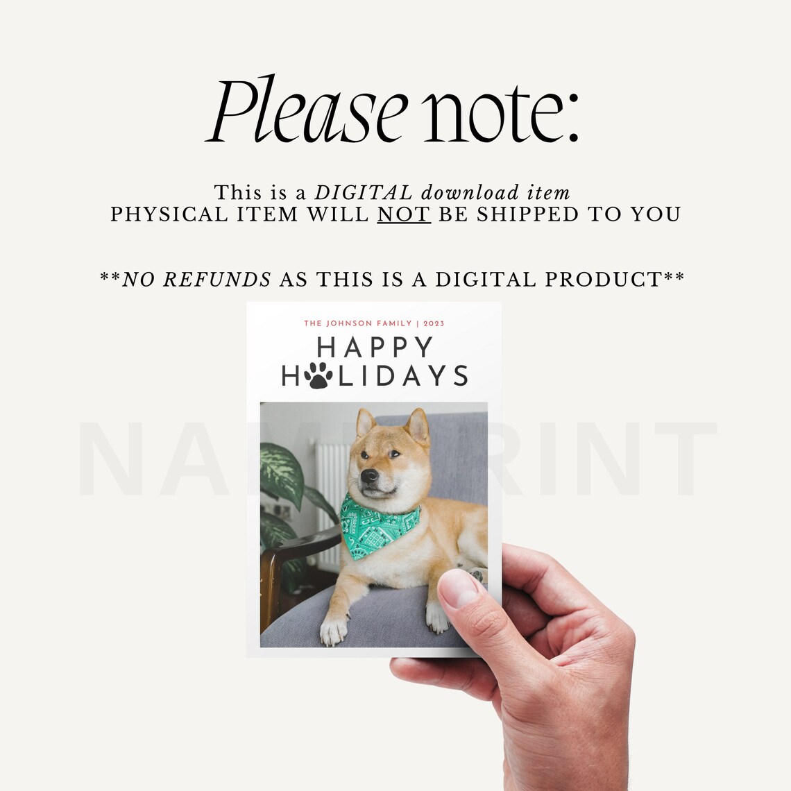 Pet Holiday Card Template, Editable Modern Dog Christmas Card ...