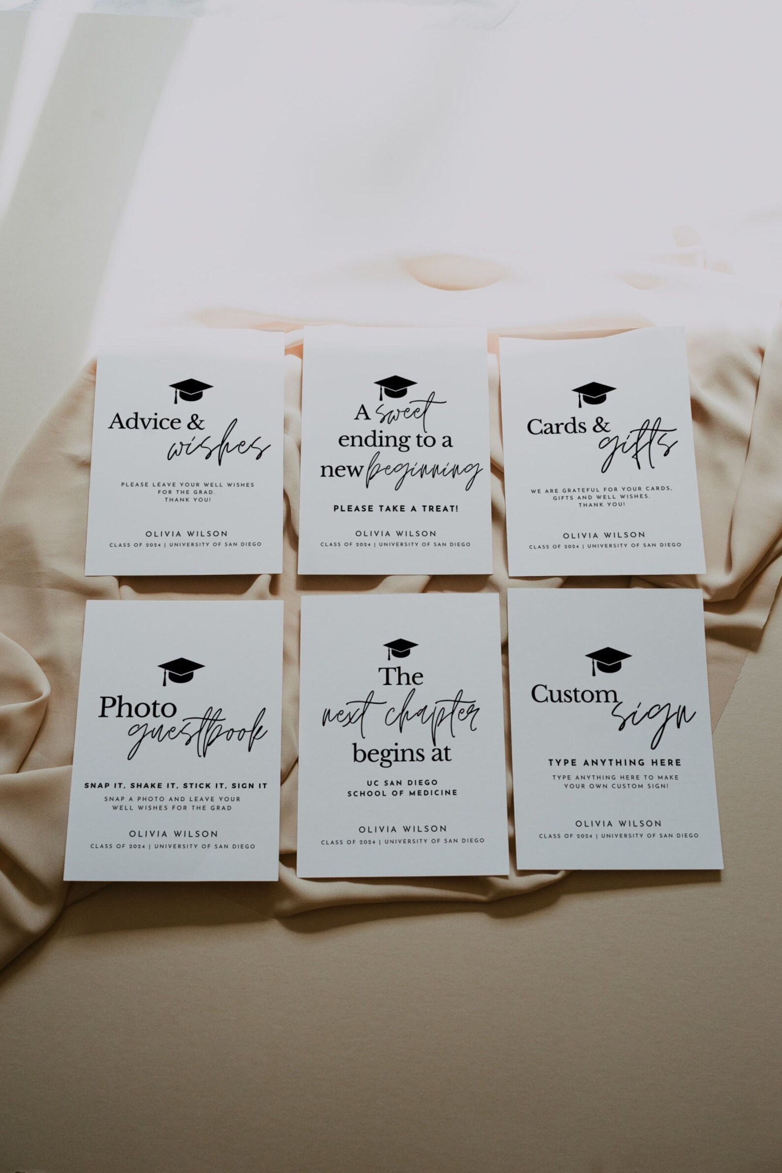 Graduation Cap Party Sign Bundle, Editable Graduation Table Signs ...