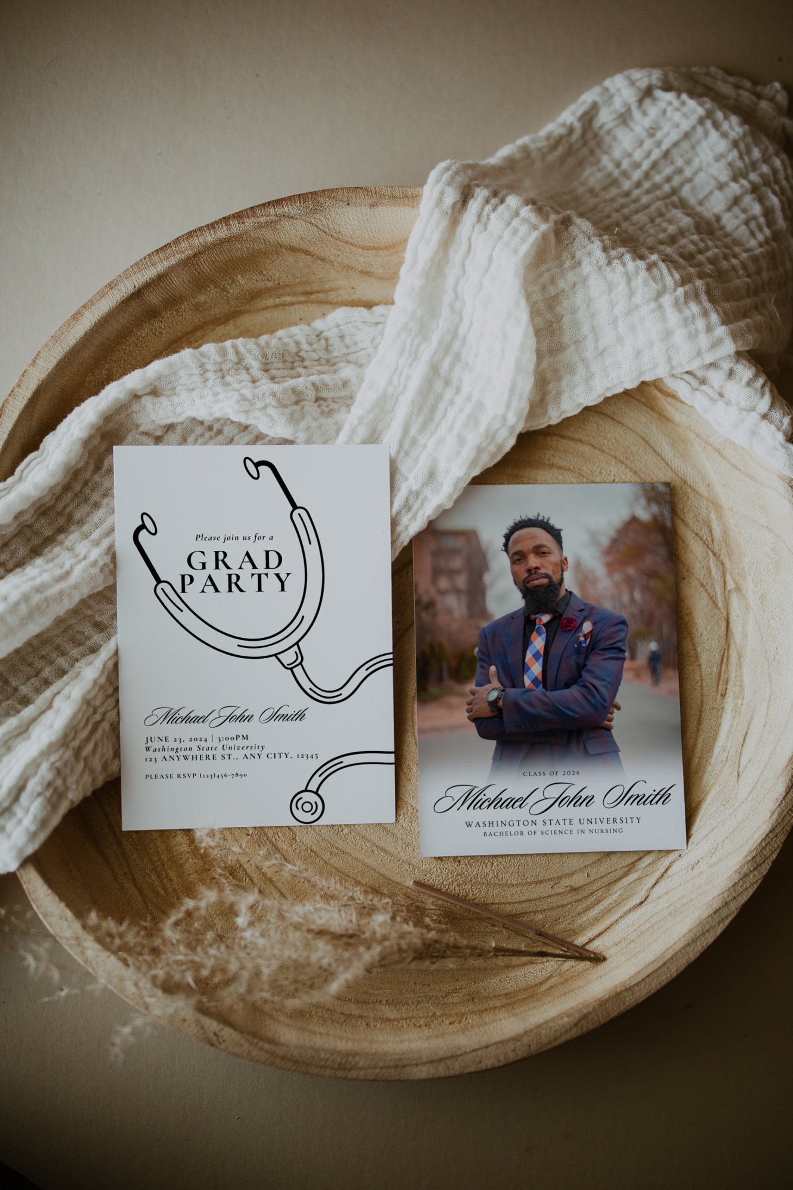 Digital Nurse Graduation Invitation Template, Minimalist RN Graduation ...