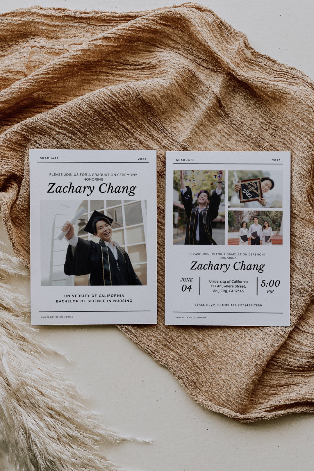 Modern Graduation Photo Card Template, Graduation Party Invitation ...