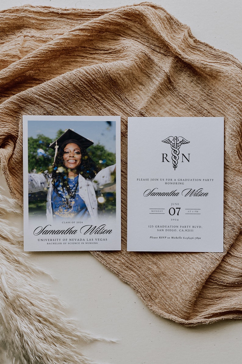 Minimalist Nursing Graduation Announcement Card BSN RN Nurse - Etsy