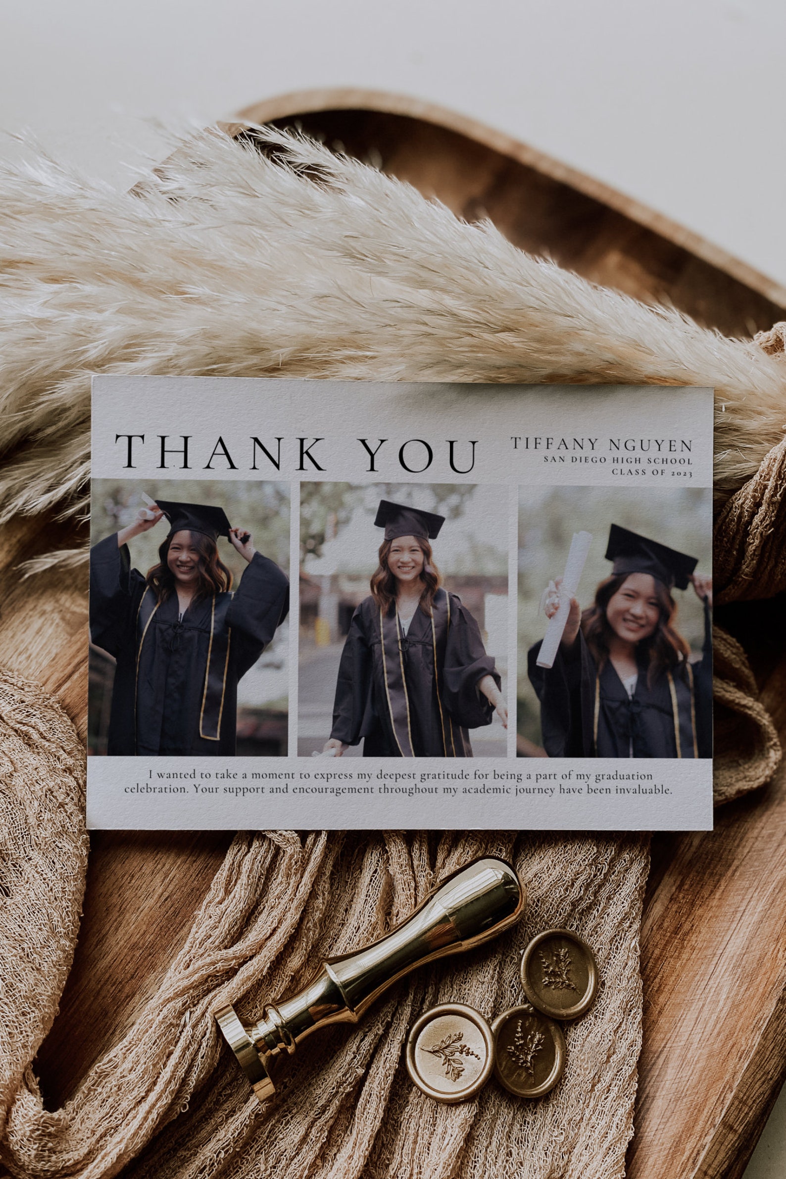 Minimalist Graduation Thank You Card, Editable Grad Thank You Card ...