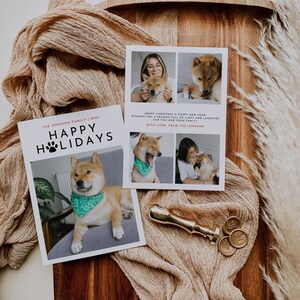 Pet Holiday Card Template, Editable Modern Dog Christmas Card ...