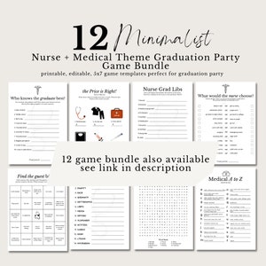 Nurse Graduation Party Game, RN BSN Printable Bingo Game, Modern ...