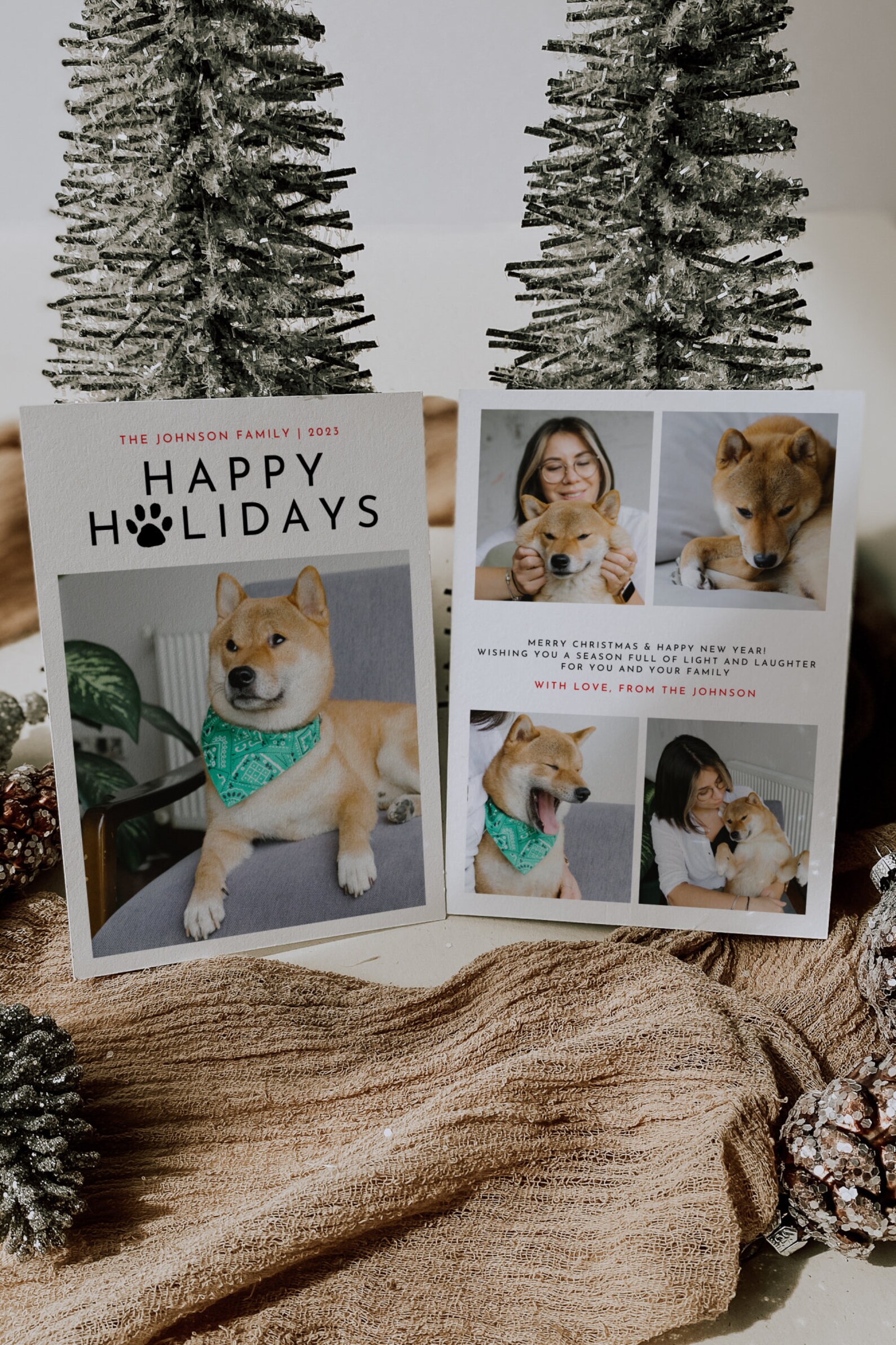 Pet Holiday Card Template Editable Modern Dog Christmas Card - Etsy