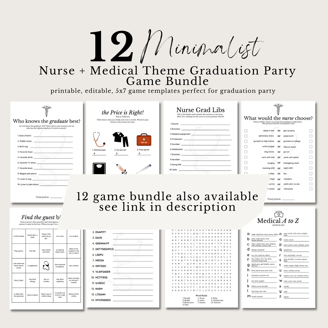 Nurse Graduation Party Game Modern Minimal RN BSN 2023 - Etsy