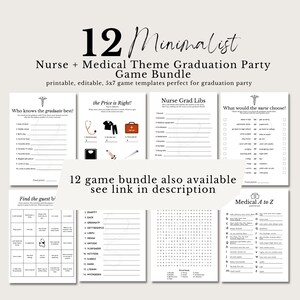 Nurse Graduation Party Game, Modern Minimal RN BSN Graduation Game ...