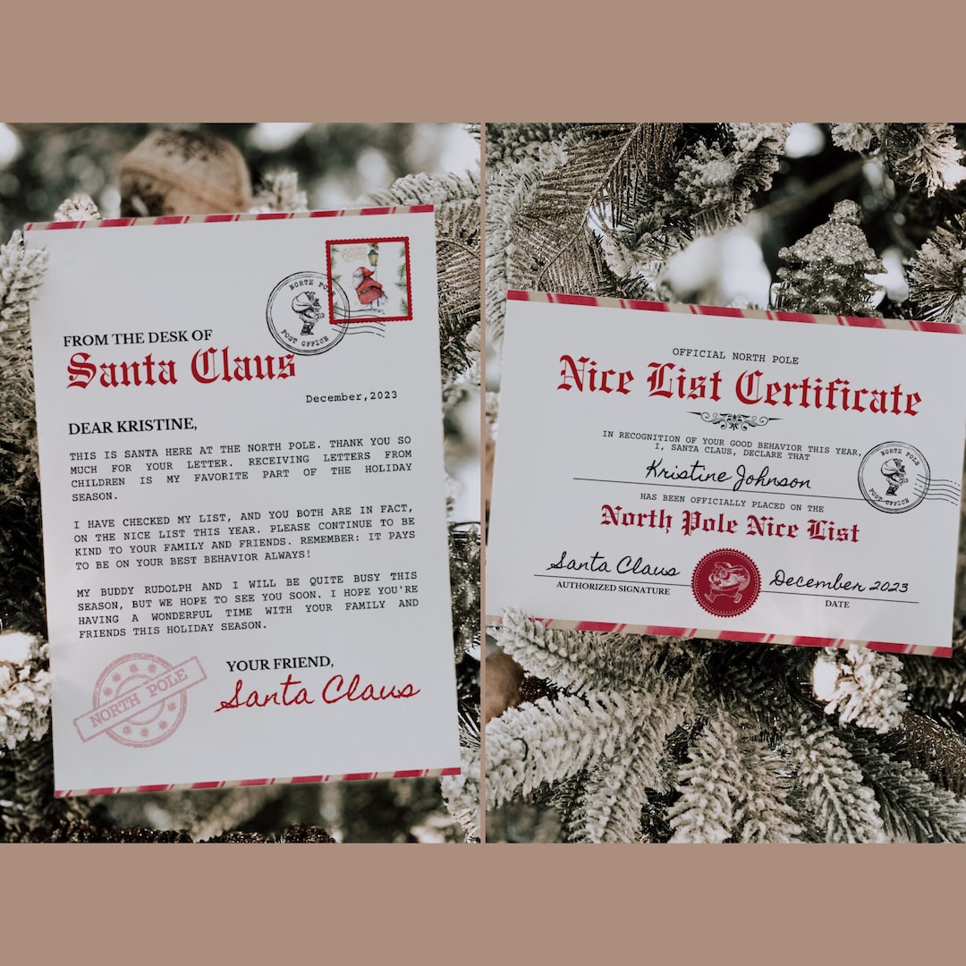 Official North Pole Santa Letter Bundle, Printable Nice List ...