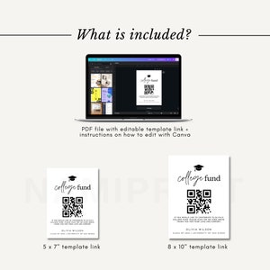 Minimalist College Fund QR Code Sign for 2023 Graduation Party, Modern ...