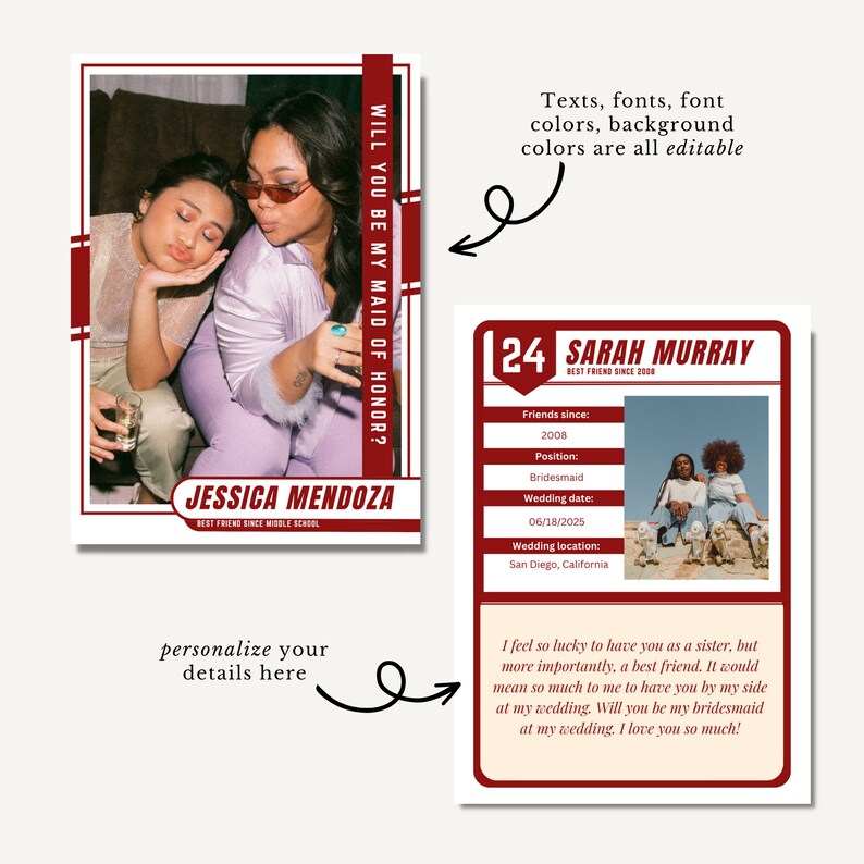 Baseball Trading Card Bridesmaid Proposal Card, Editable Bridesmaid ...