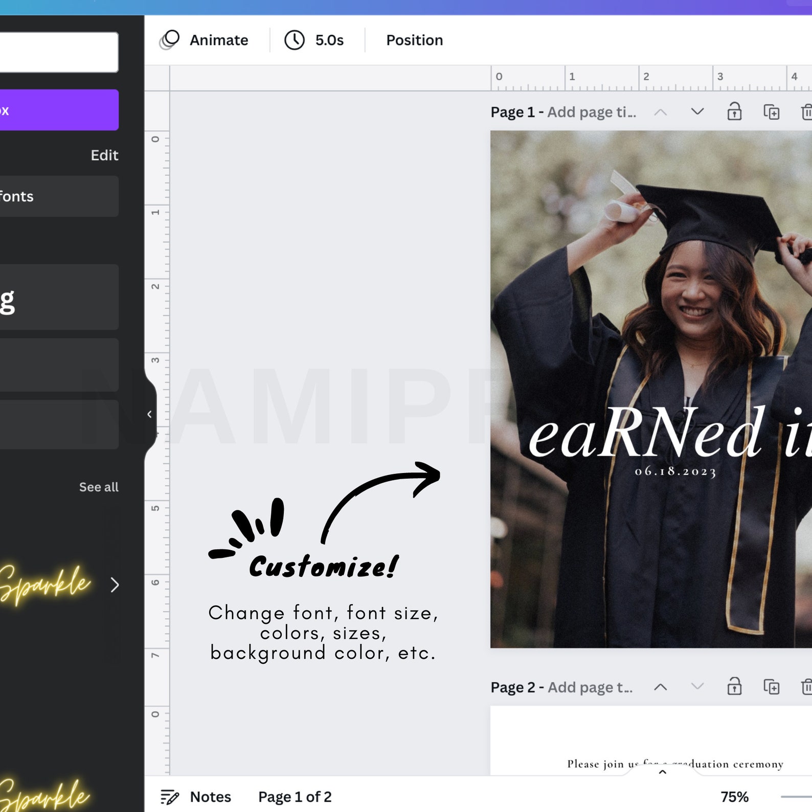 Modern Minimalist Nursing Graduation Announcement Card BSN RN - Etsy