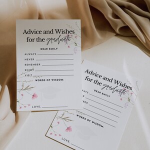 Wildflower Advice and Wishes Template, Editable Floral Grad Party Sign ...