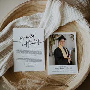 Graduation Party Thank You Card, Modern Thank You Note, Editable ...