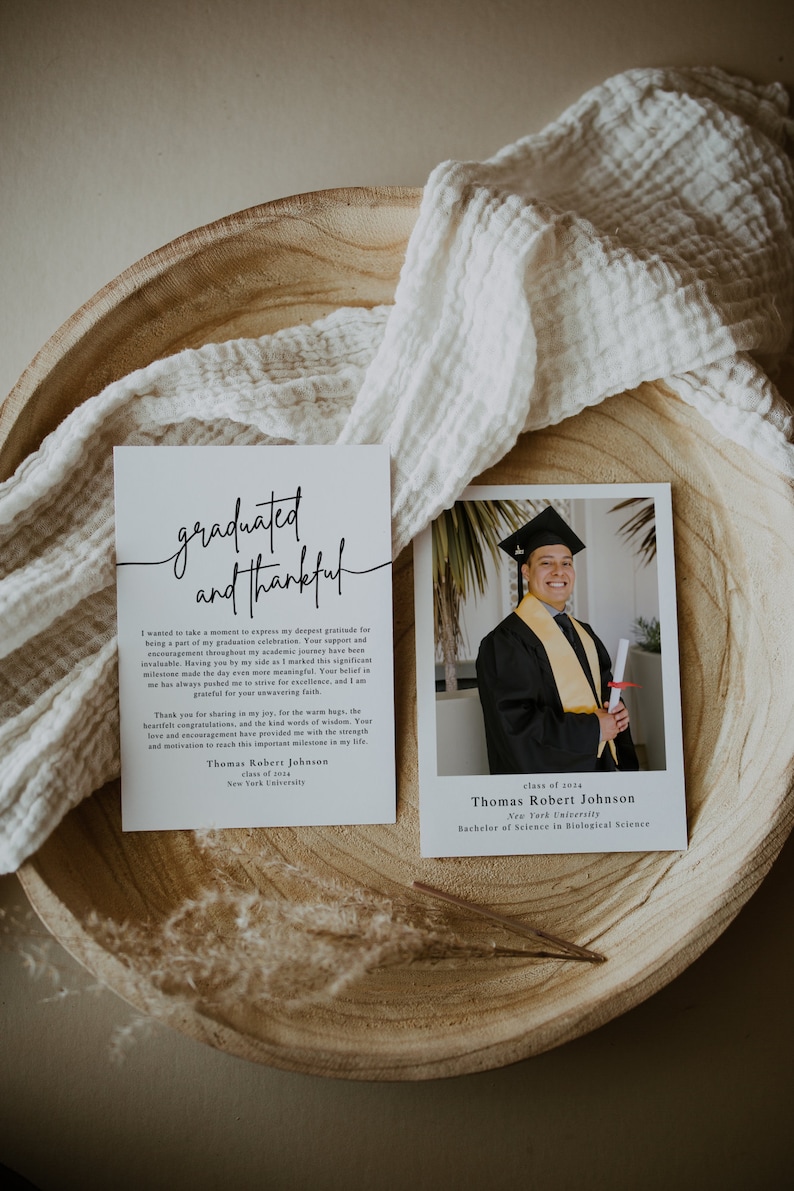 Graduation Party Thank You Card, Modern Thank You Note, Editable ...